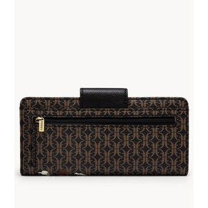 Fossil | Bags | New Fossil Madison Tab Clutch Wallet Black Floral Multi ...